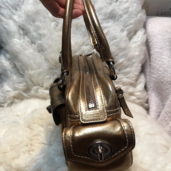 Coach | Bags | Coach Metallic Golden Bronze Mini Satchel | Poshmark